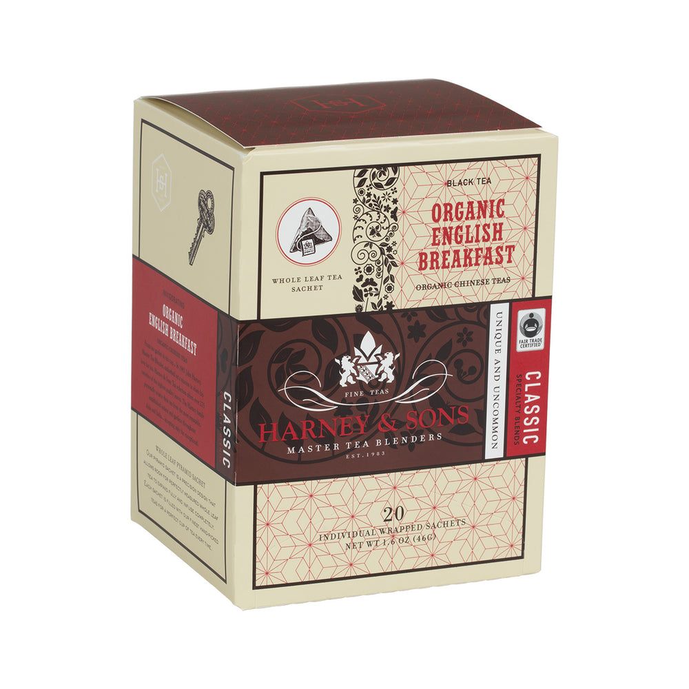 Organic English Breakfast: Box of 20 Wrapped Sachets - Harney & Sons ...