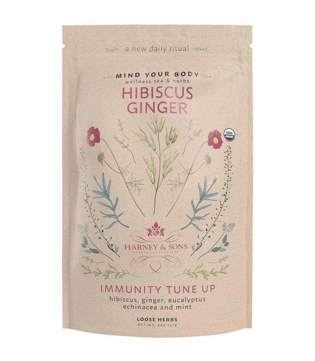 Organic Hibiscus Ginger Tea - Immune Boosting Brew - Harney & Sons ...