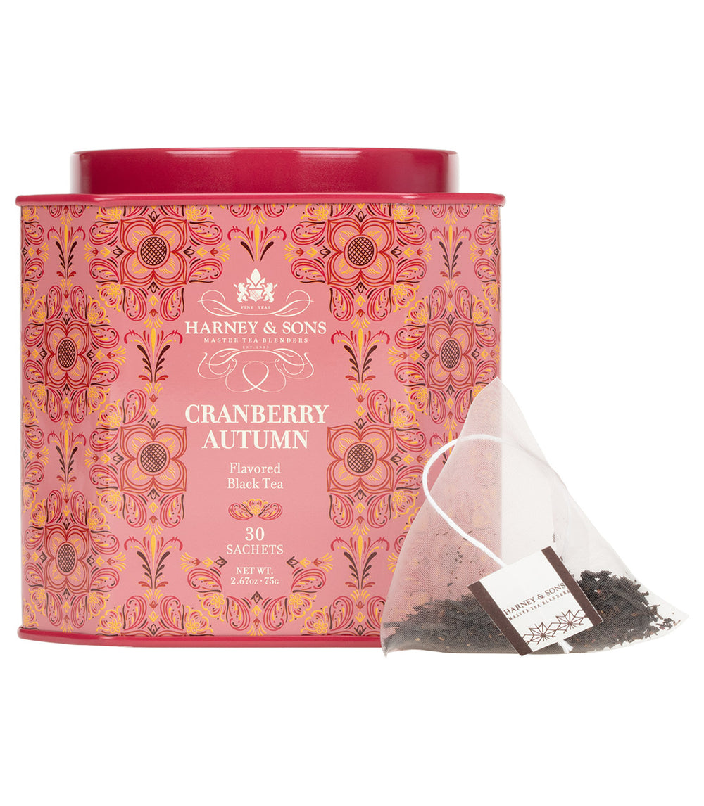 Cranberry Autumn Black Tea - Tart & Sweet Blend in 30 Sachet Tin ...