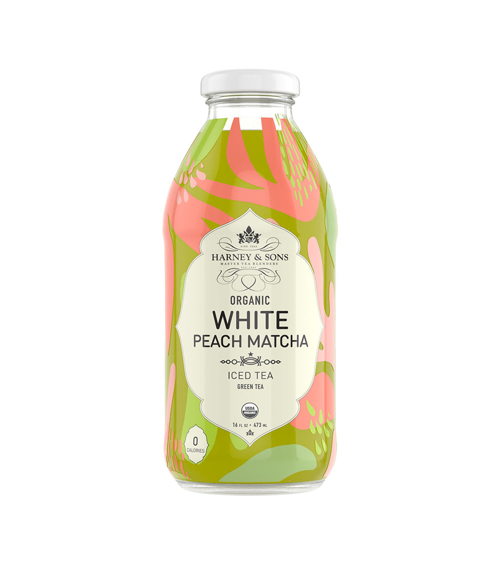 Harney & Sons White Peach Matcha Iced Tea - 12 Bottles, 16 oz Each ...