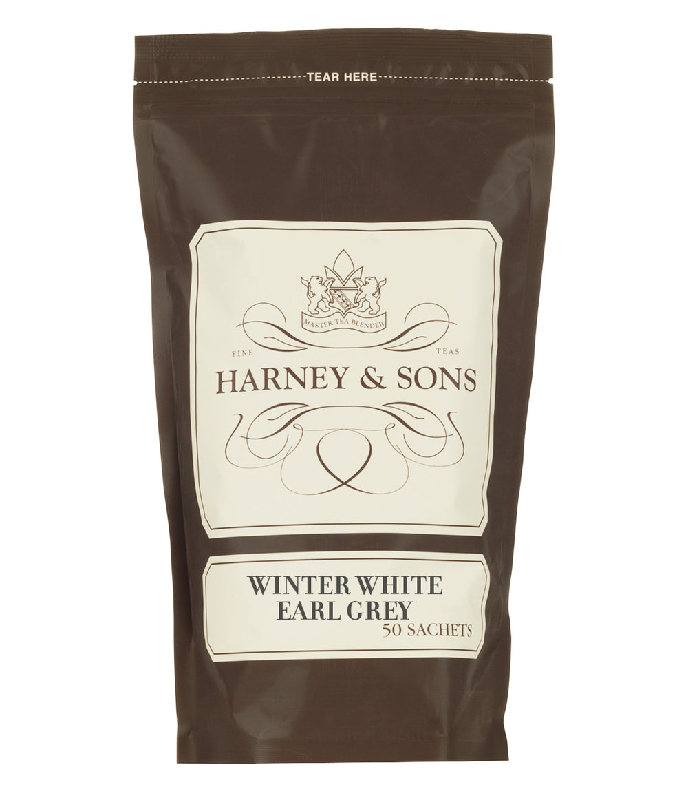 Winter White Earl Grey Tea - 50 Sachets - White Tea - Harney & Sons ...
