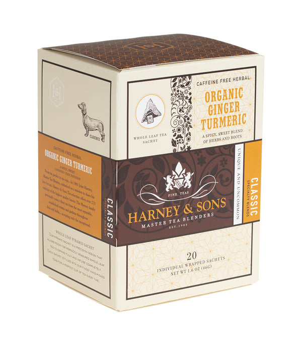 Organic Ginger Turmeric Tea - 20 Wrapped Sachets - Harney & Sons Fine Teas
